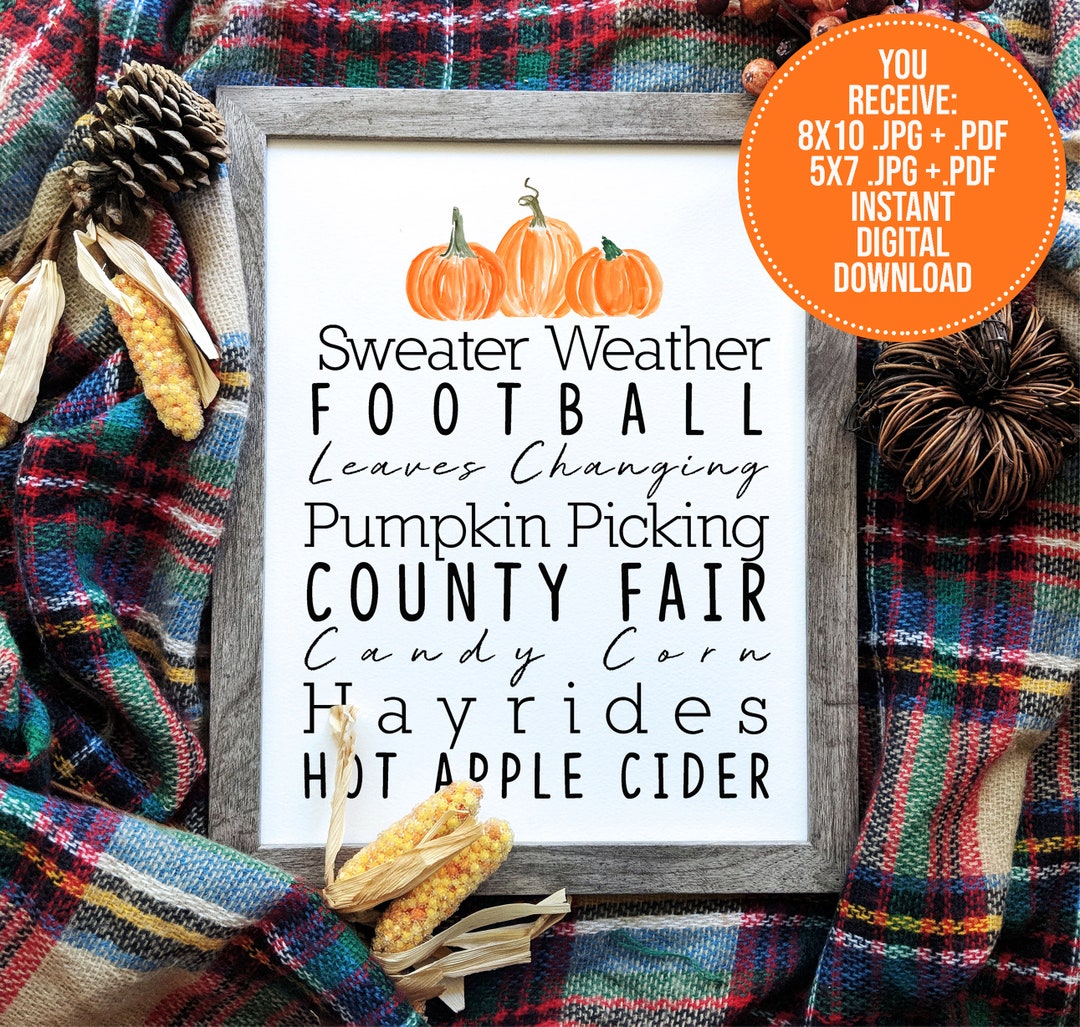 Fall Favorites Printable Sign· Autumn Favorites Printable Sign· Fall ...