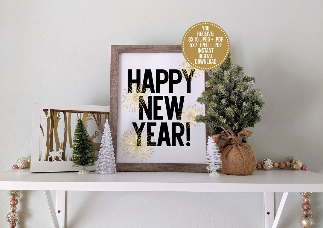 DIY Happy New Year Printable Sign·new Year Decoration·new Year Print ...