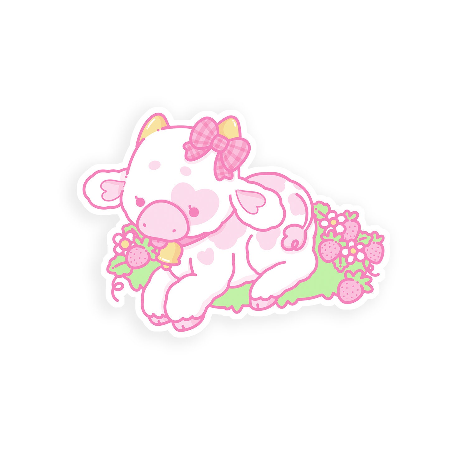 Strawberry Cow Holographic Vinyl Sticker - Etsy