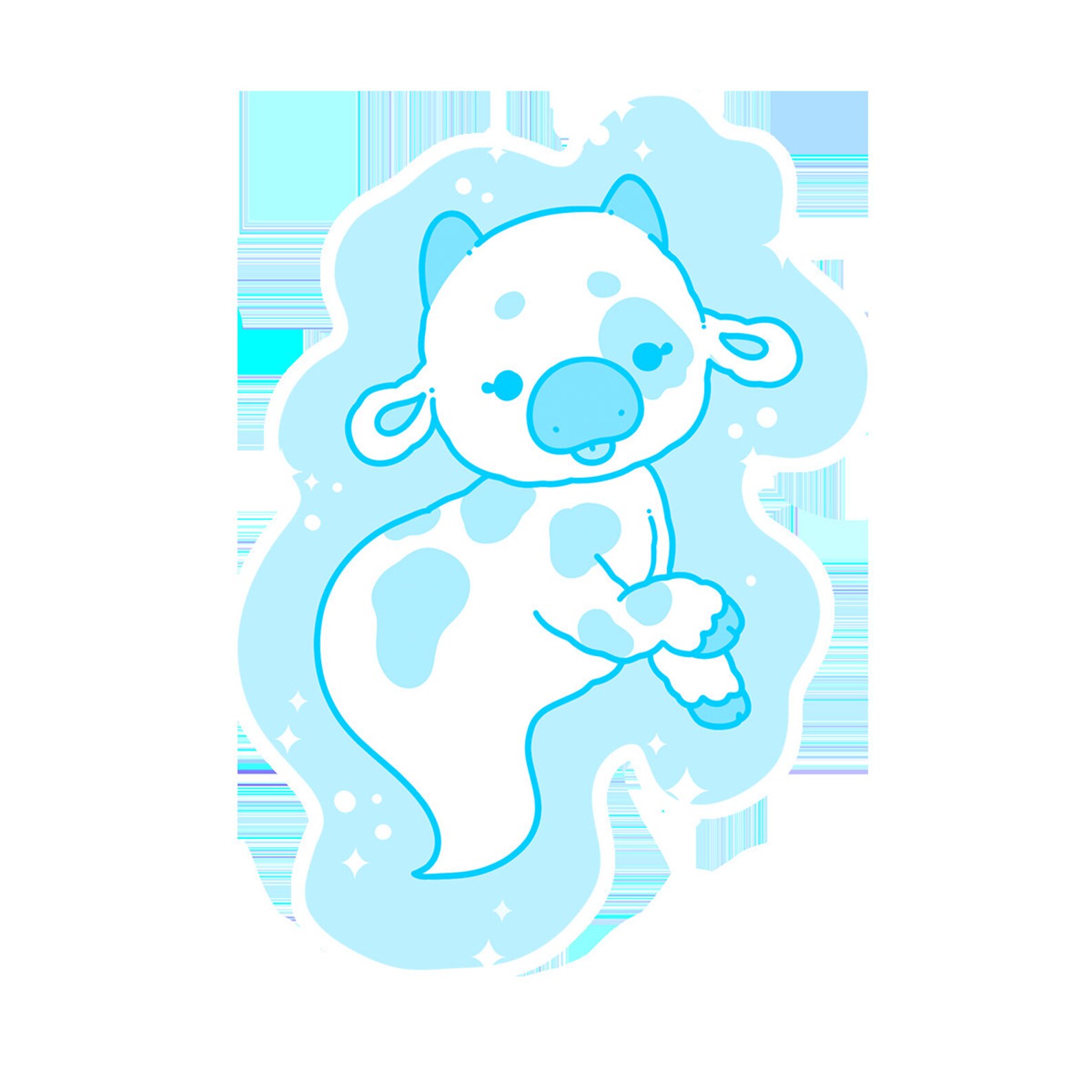 Ghost Cow Holographic Vinyl Sticker - Etsy