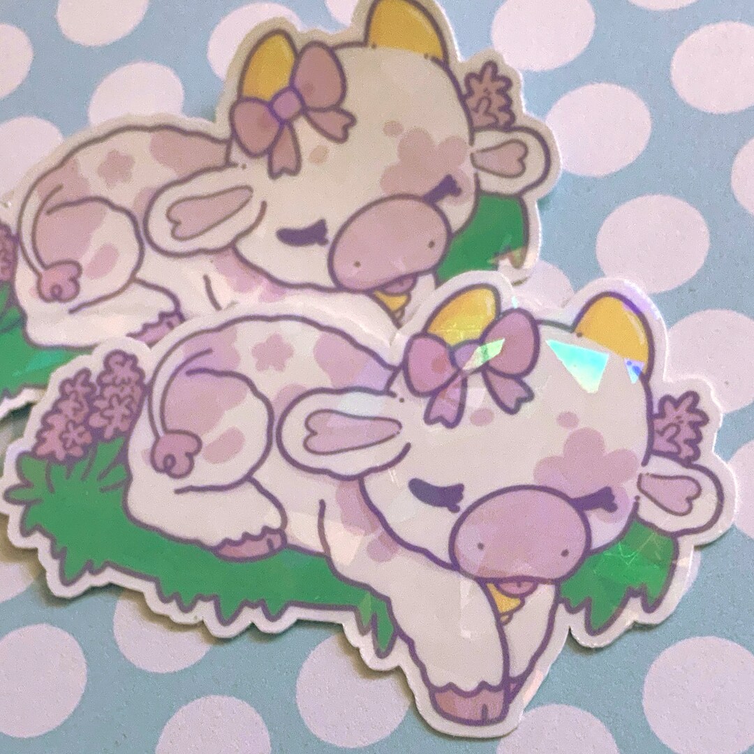 Lavender Cow - Holographic Vinyl Sticker - Etsy