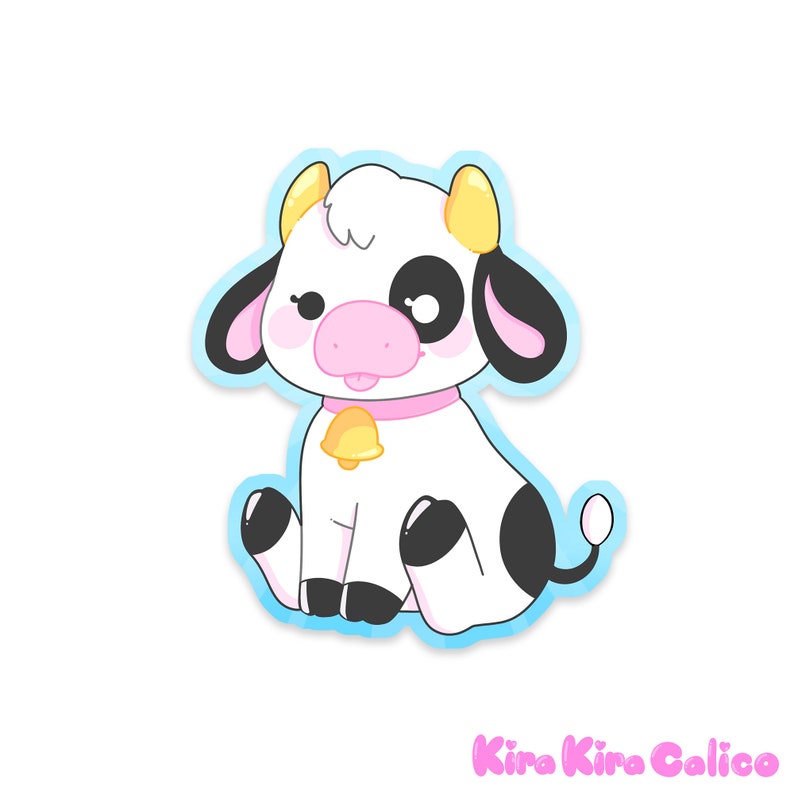 Milkshake the Cow Holographic Vinyl Sticker - Etsy