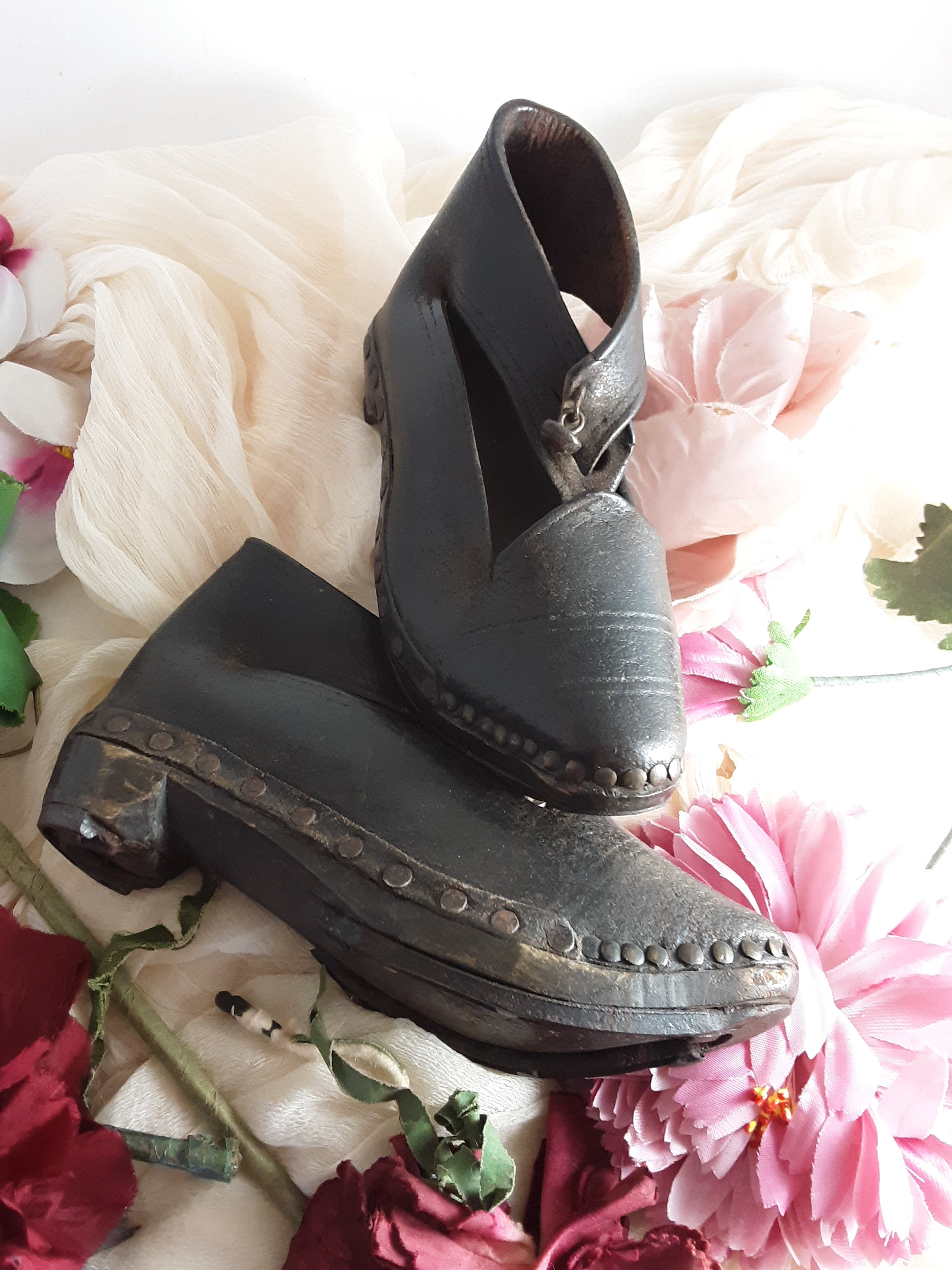 19th Century Child's Lancashire Clogs Antique Victorian Large Doll ...