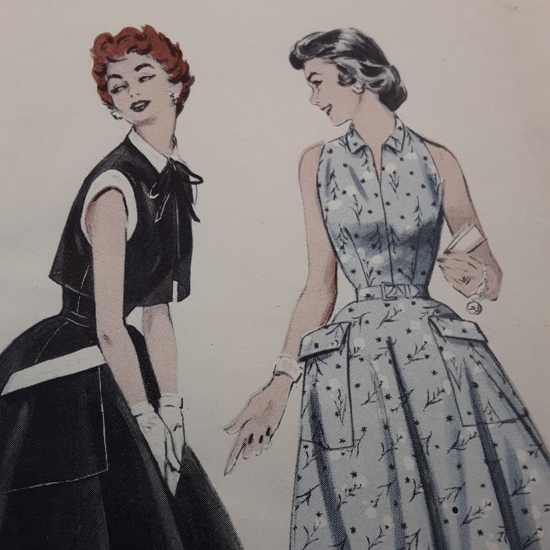 50s Butterick 6903 Pattern Sleeveless Dress With Circle Skirt and ...