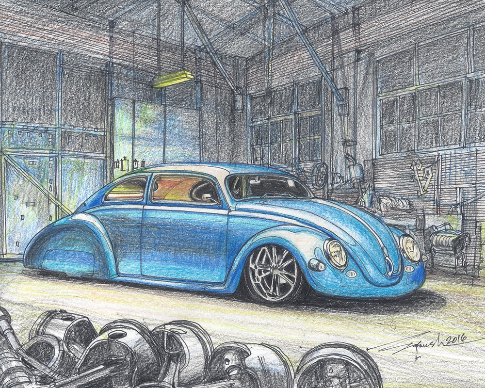Slammed Vw Bug Drawing