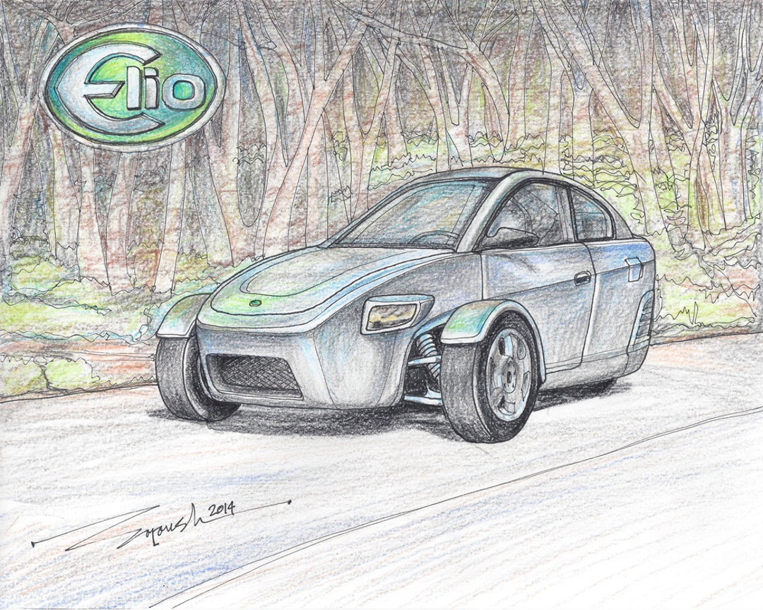 113-2014 Elio 3 Wheeler Car Print Limited Edition Run of 50 8x10, 16X20 ...
