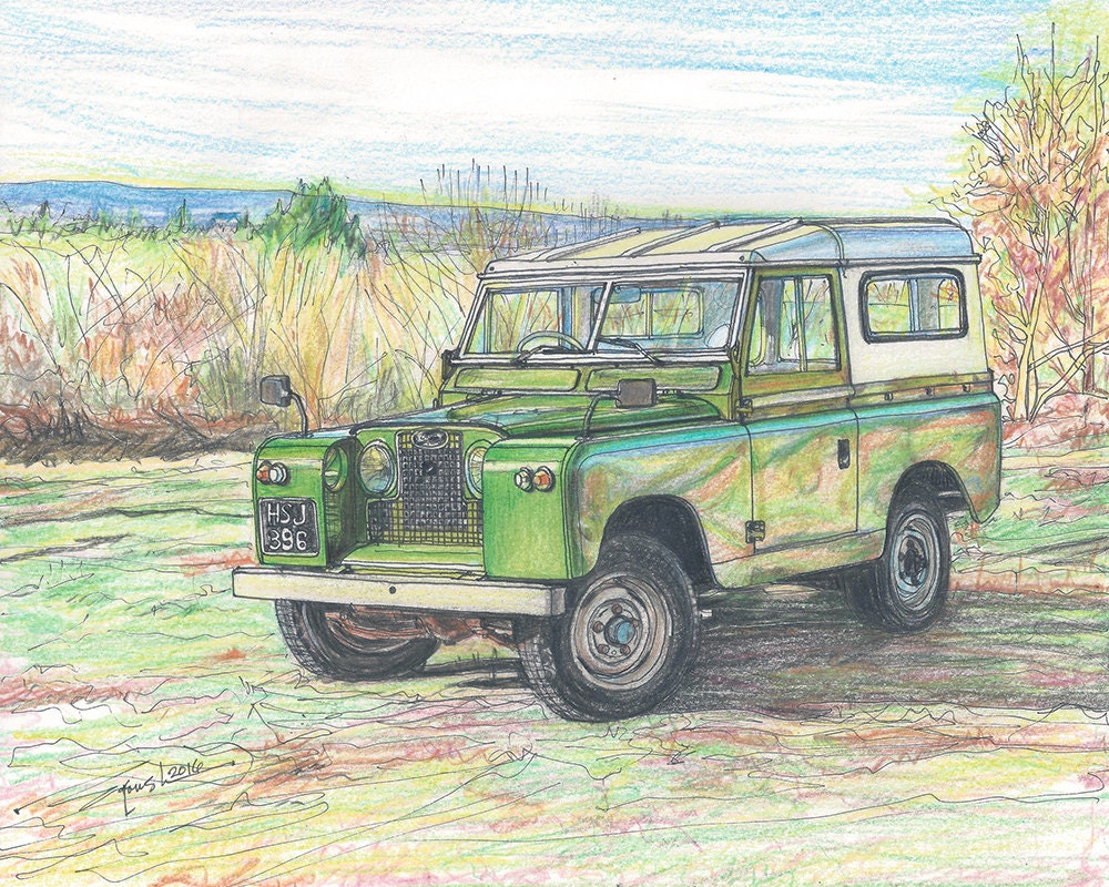 211-1971 Land Rover Series 2 Limited Edition Run of 50 8x10 Framed ...