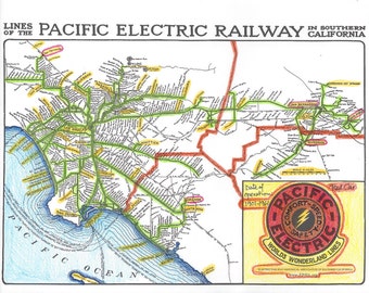 Pacific Electric Railway Map - Etsy