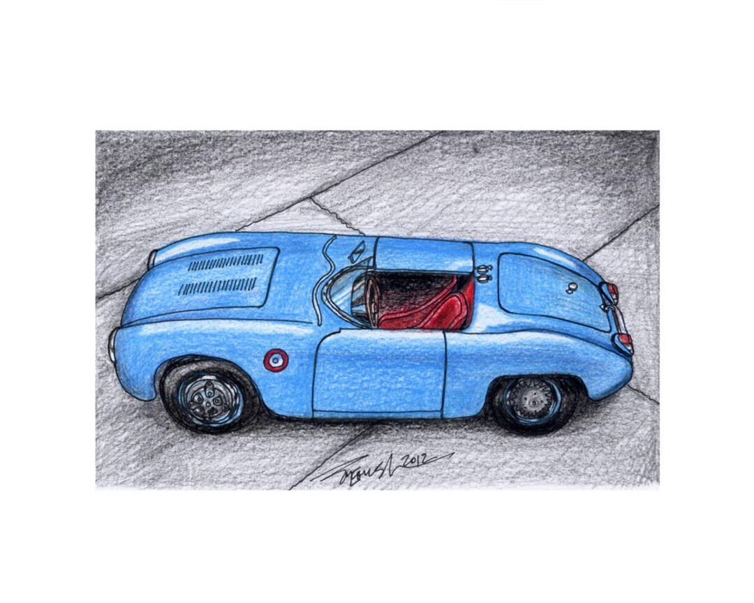 032-1952 Panhard HBR Sport in Color Pencil Print Limited Edition Run of ...