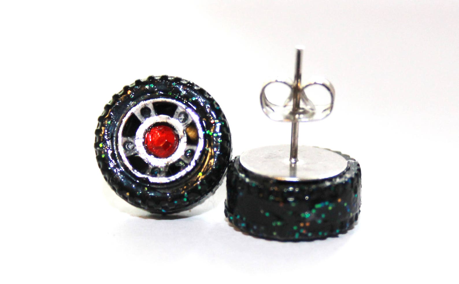 Wheel Earrings Racing Fans Red Nascar Indy Unisex Studs - Etsy
