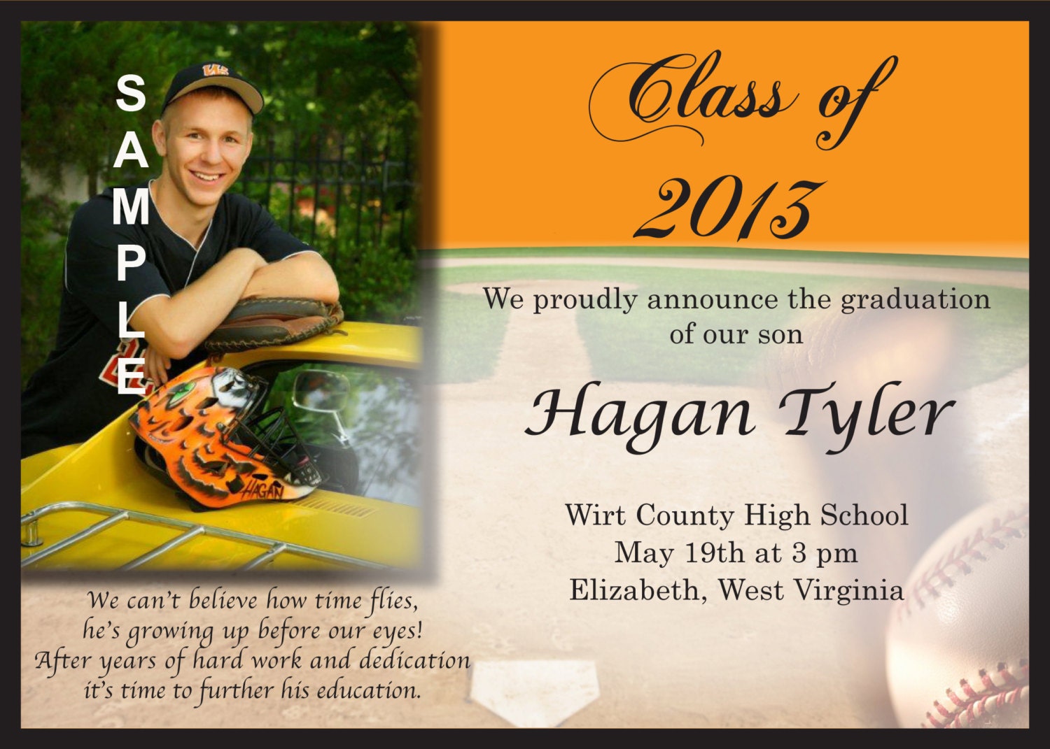 Graduation "baseball Theme " Announcement or Invitation "printable - Etsy