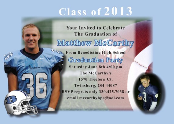Graduation Announcements Senior High Football