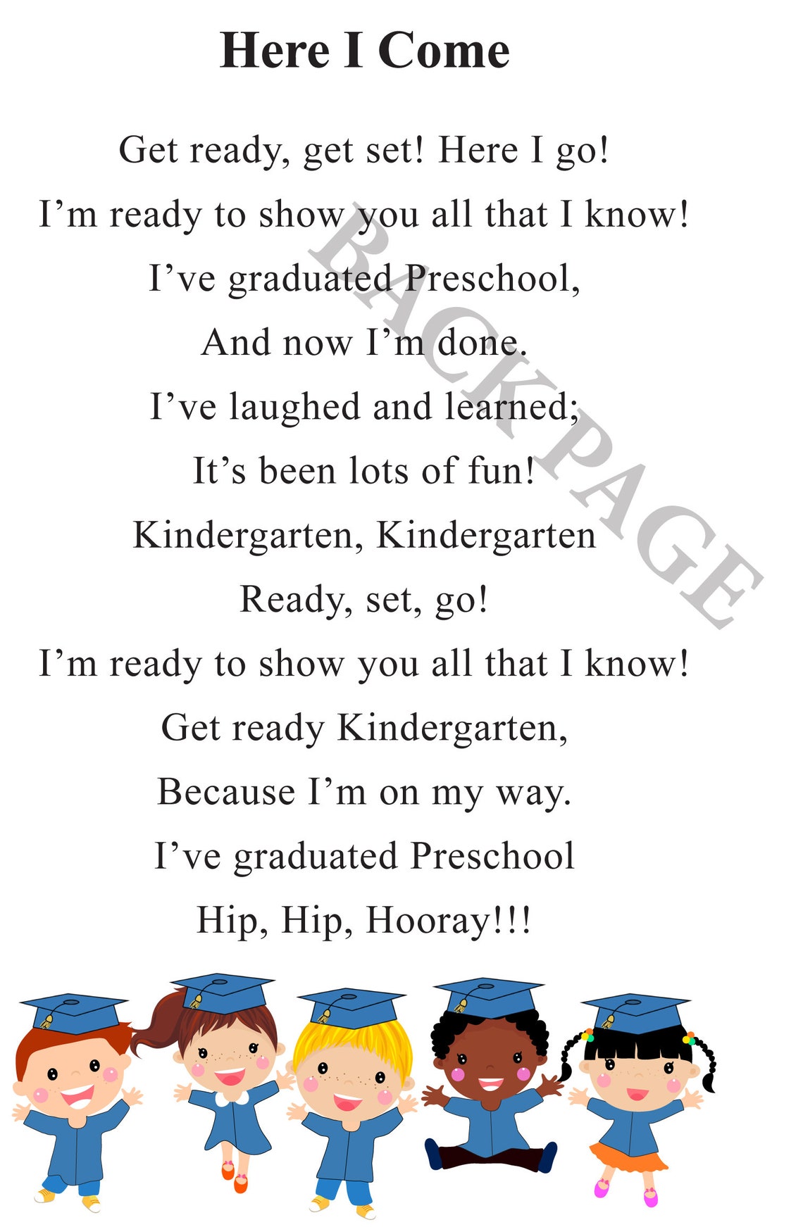 Here I Come Preschool Graduation Program | Etsy