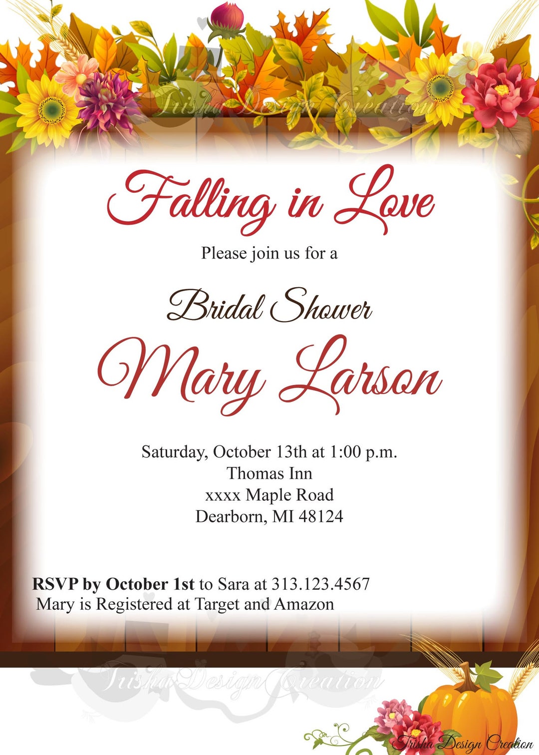 Falling in Love Theme Bridal Shower Invitation each WITH ENVELOPES - Etsy