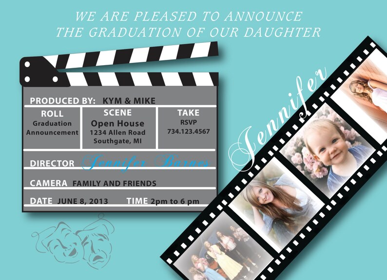 Theater Theme Graduation Invitation "each" (WITH ENVELOPES) - Etsy