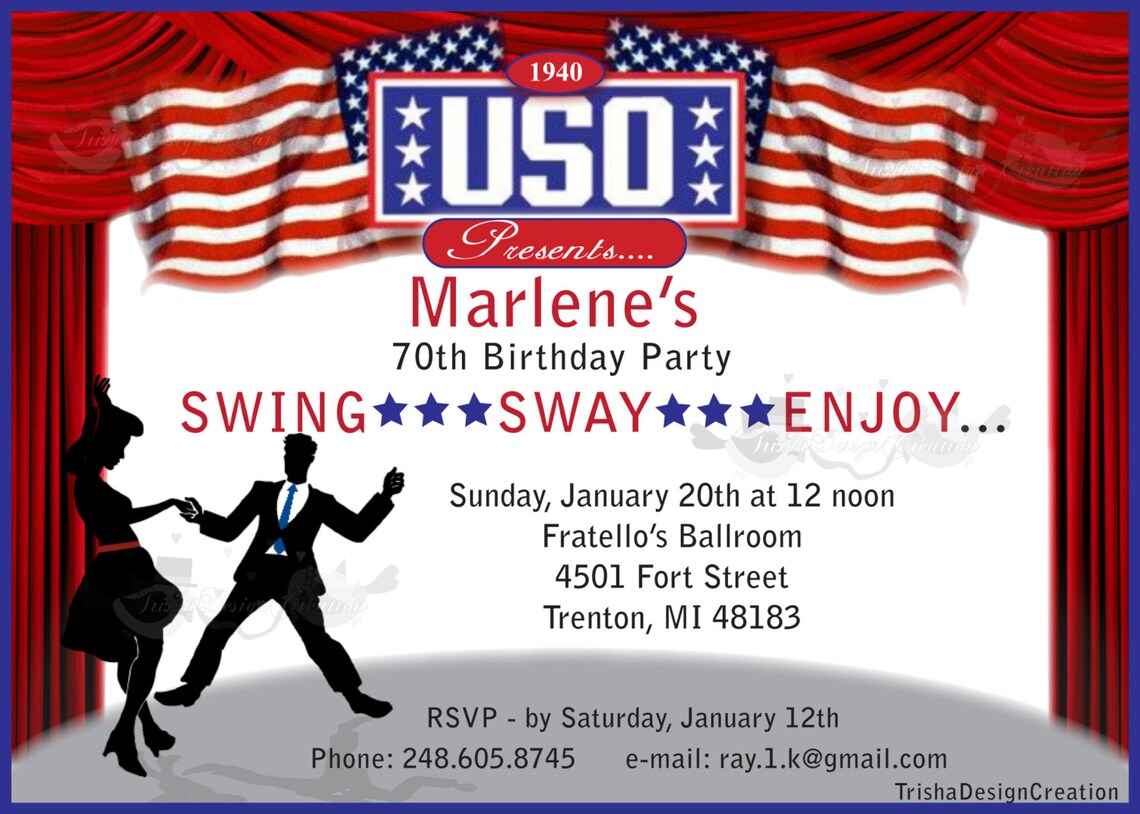 Uso Post War Theme Birthday each Invitation WITH ENVELOPES - Etsy