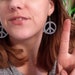 Big Iridescent Glittery Peace Sign Hippie Dangle Earrings, Hippy Peace ...