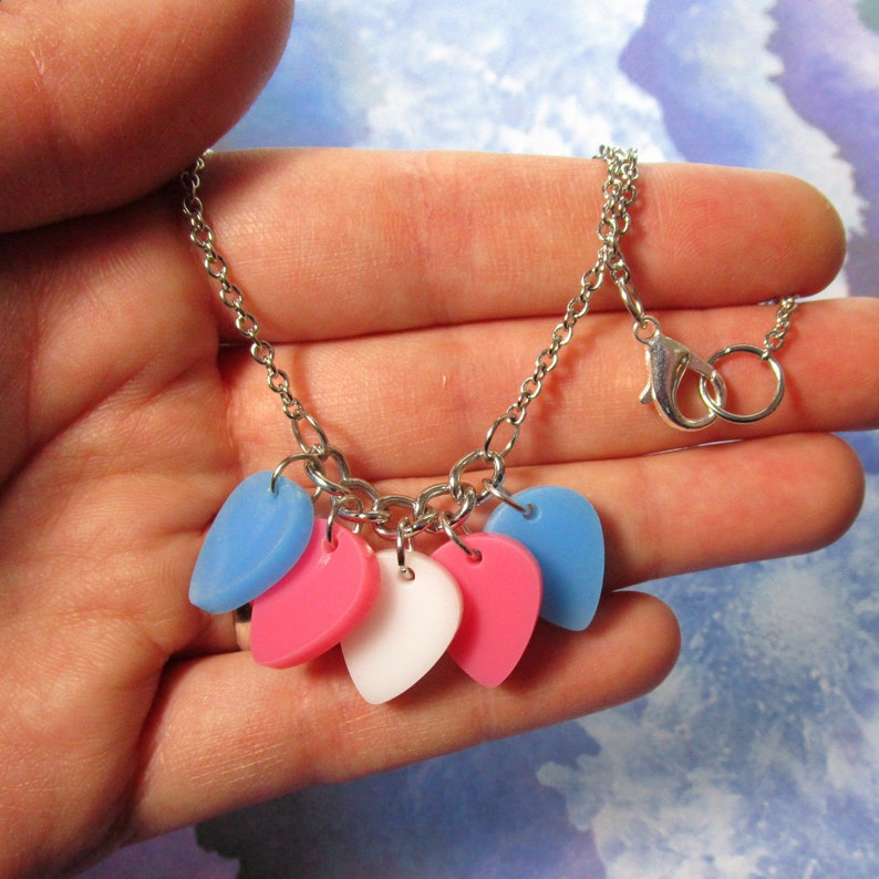 Trans Pride Flag Color Elegant Statement Necklace Transgender - Etsy