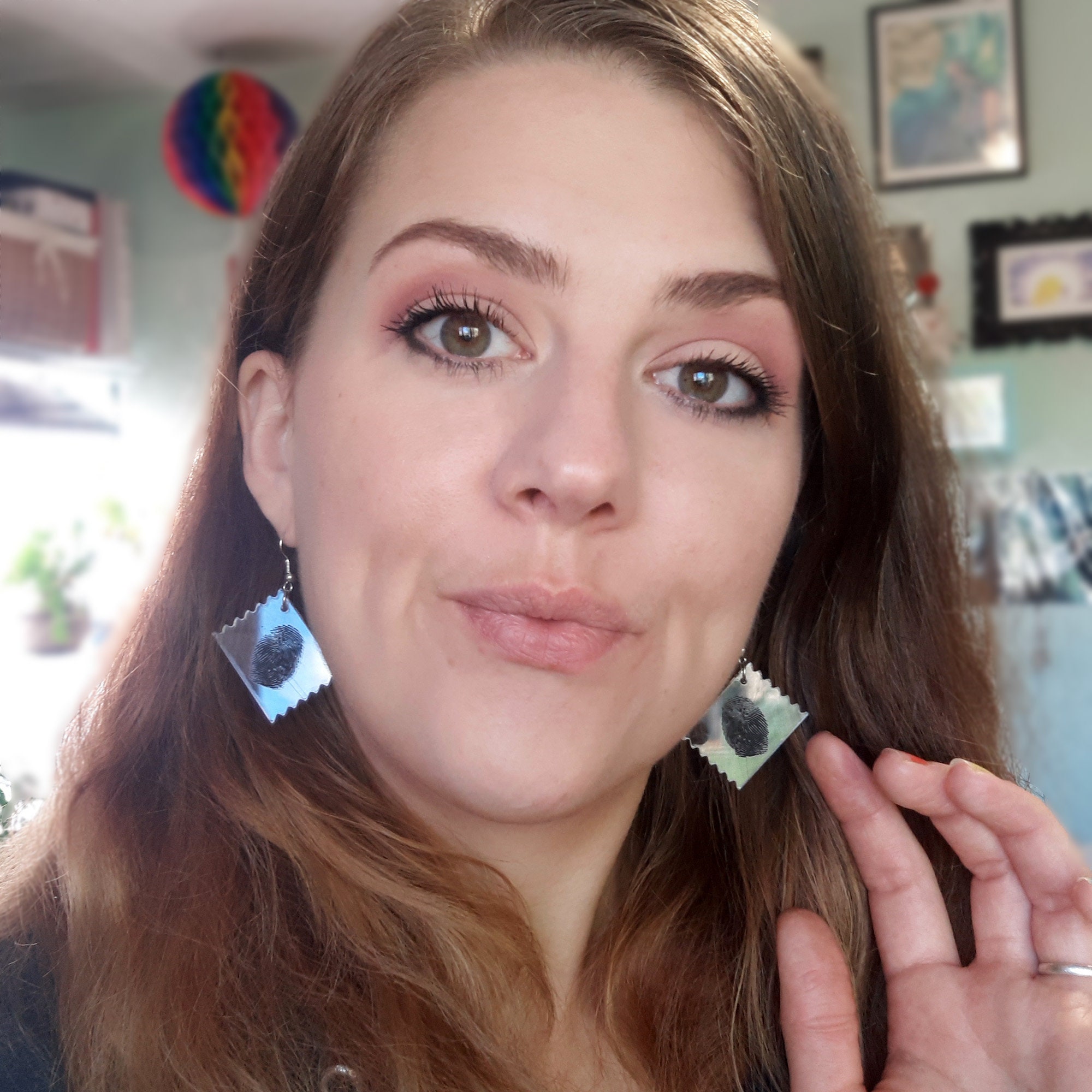 CSI Fingerprint Tape Lift Dangle Earrings Crime Scene | Etsy