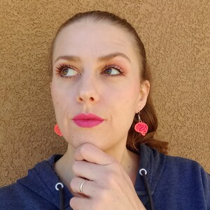 Neon Pink Zombie Tasty Brains Dangle Earrings, Smart Thinking Halloween ...