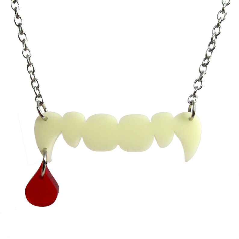Vampire Fangs Necklace Dripping Blood Drop Vampire Pendant | Etsy