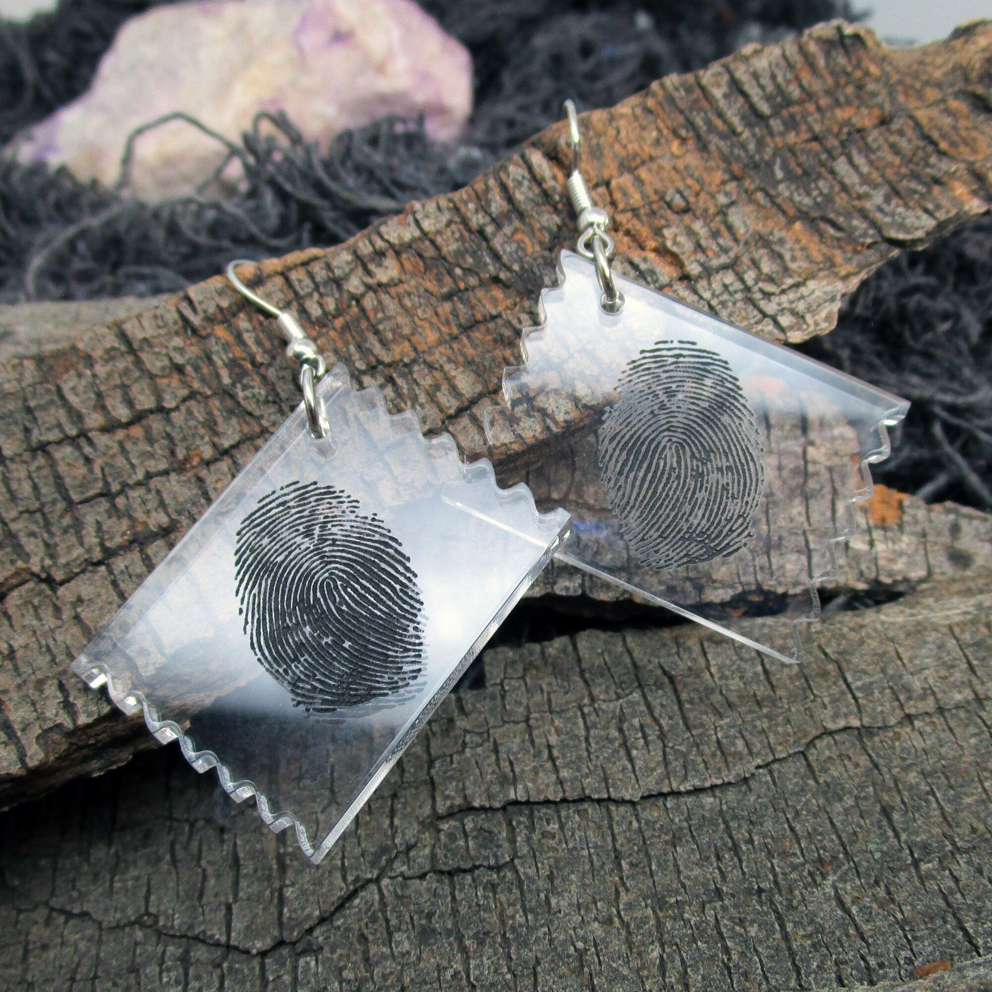 CSI Fingerprint Tape Lift Dangle Earrings Crime Scene | Etsy