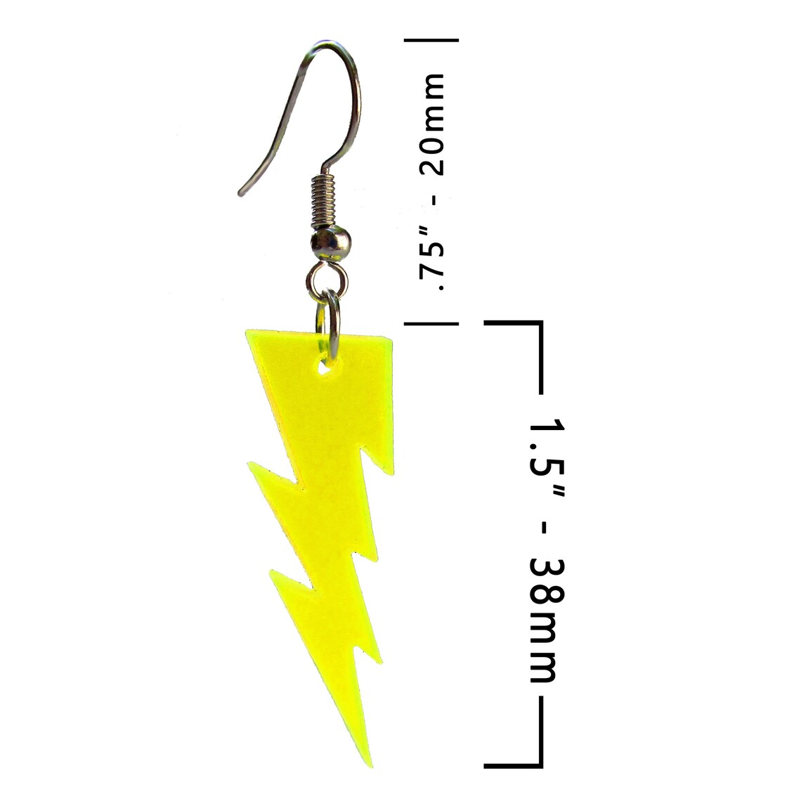 Large Neon Yellow Thunder Bolt Earrings *glows in Black Light* Rave ...