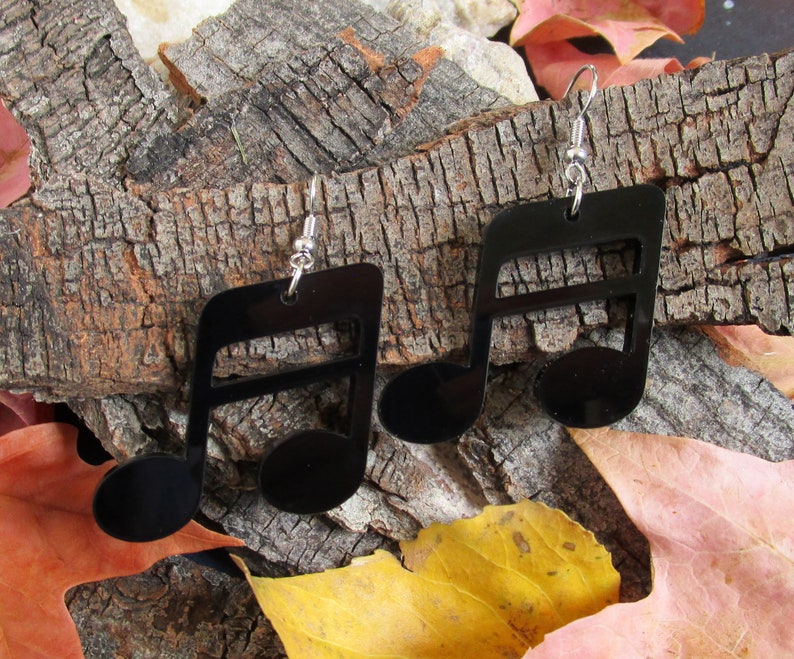 Black Music Note Dangle Earrings Musical Notes Sixteenth Note - Etsy