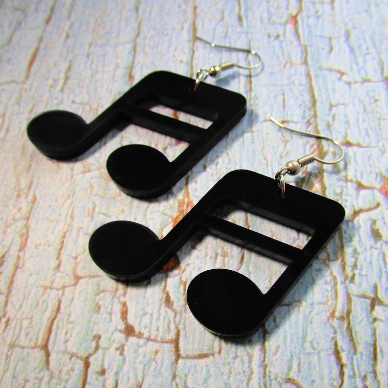 Black Music Note Dangle Earrings Musical Notes Sixteenth Note - Etsy