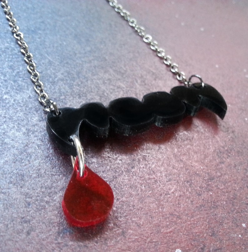 Vampire Fangs Necklace Dripping Blood Drop Vampire Pendant | Etsy