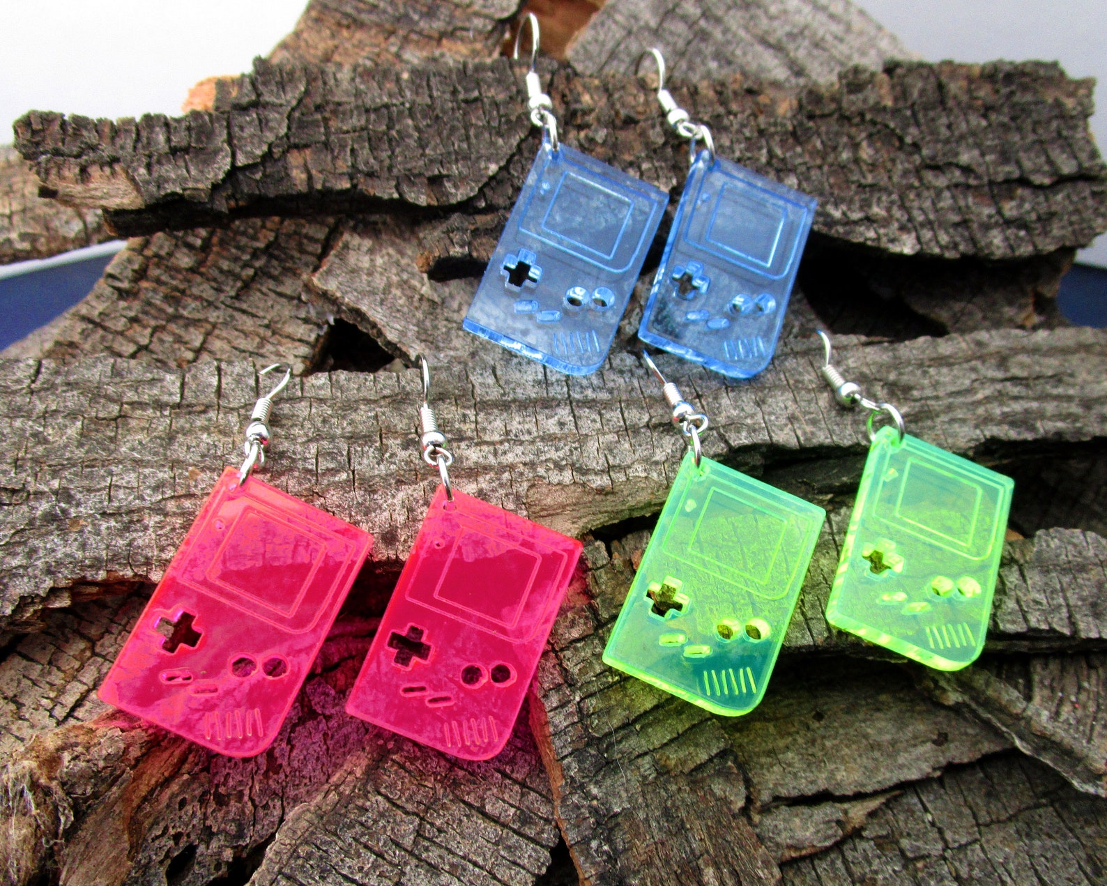 Retro Handheld Video Game Neon Dangle Earrings - Choose Color - Pink ...