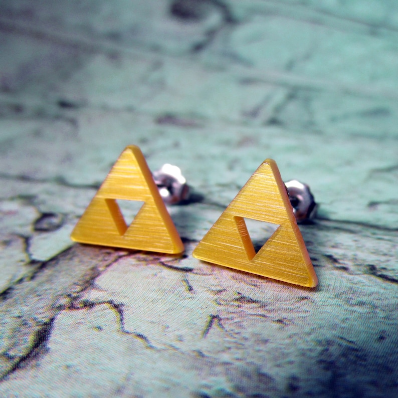 Hypoallergenic Little Golden Triforce Stud Earrings, Gold Triangle ...