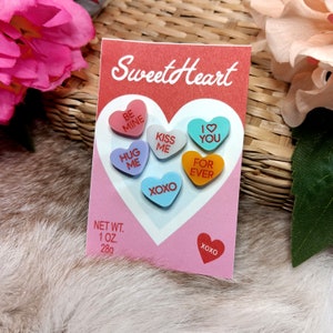 Valentine's Day Candy Conversation Hearts Stud Earrings 6 PCS Box Gift ...