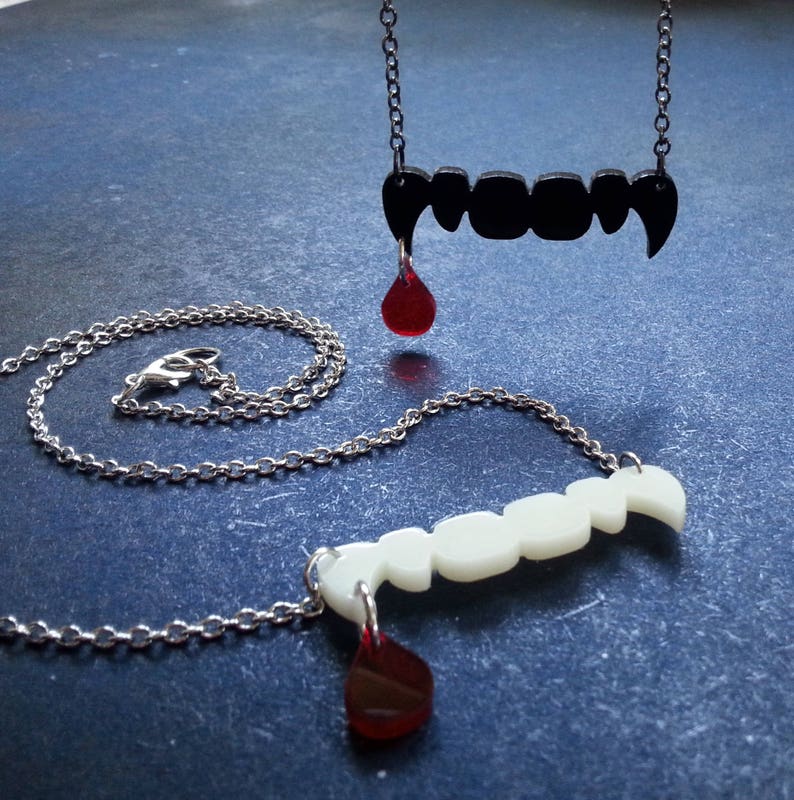 Vampire Fangs Necklace Dripping Blood Drop Vampire Pendant | Etsy