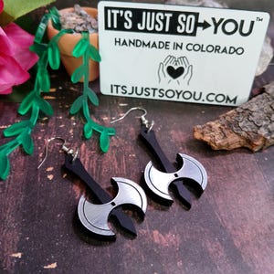 Double Blade Medieval Viking Battle Axe Dangle Earrings, Ren Faire ...