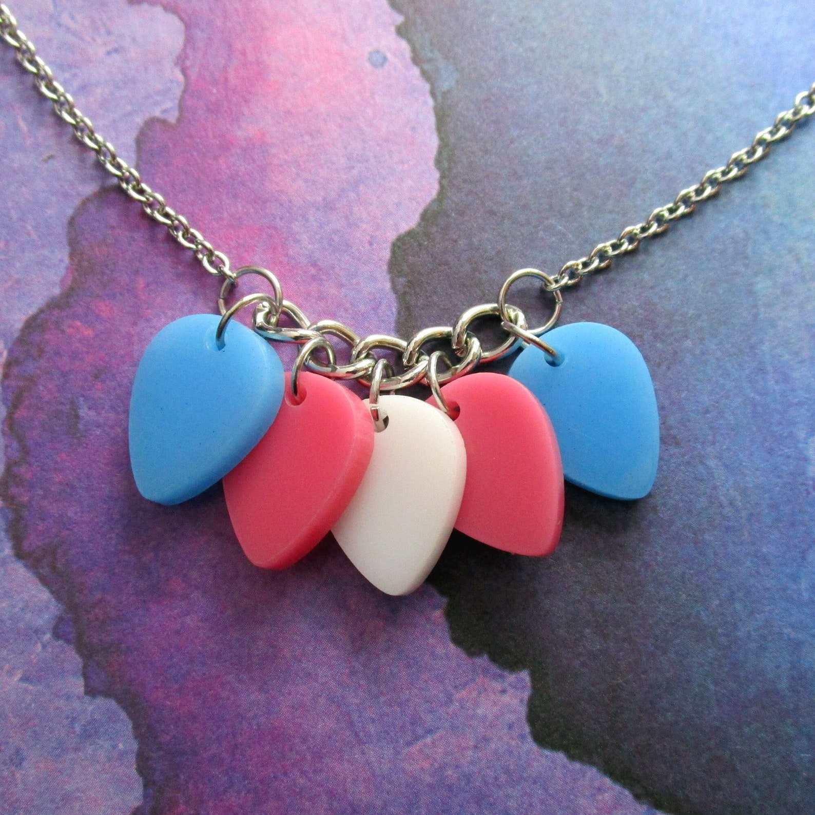 Trans Pride Flag Color Elegant Statement Necklace, Transgender Flag ...