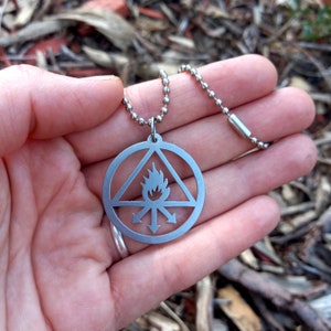 Perfect Red King Sulfur Alchemy Symbol Titanium Pendant on Long Ball ...