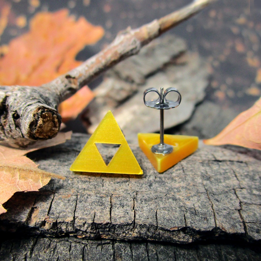 Hypoallergenic Little Golden Triforce Stud Earrings, Gold Triangle ...