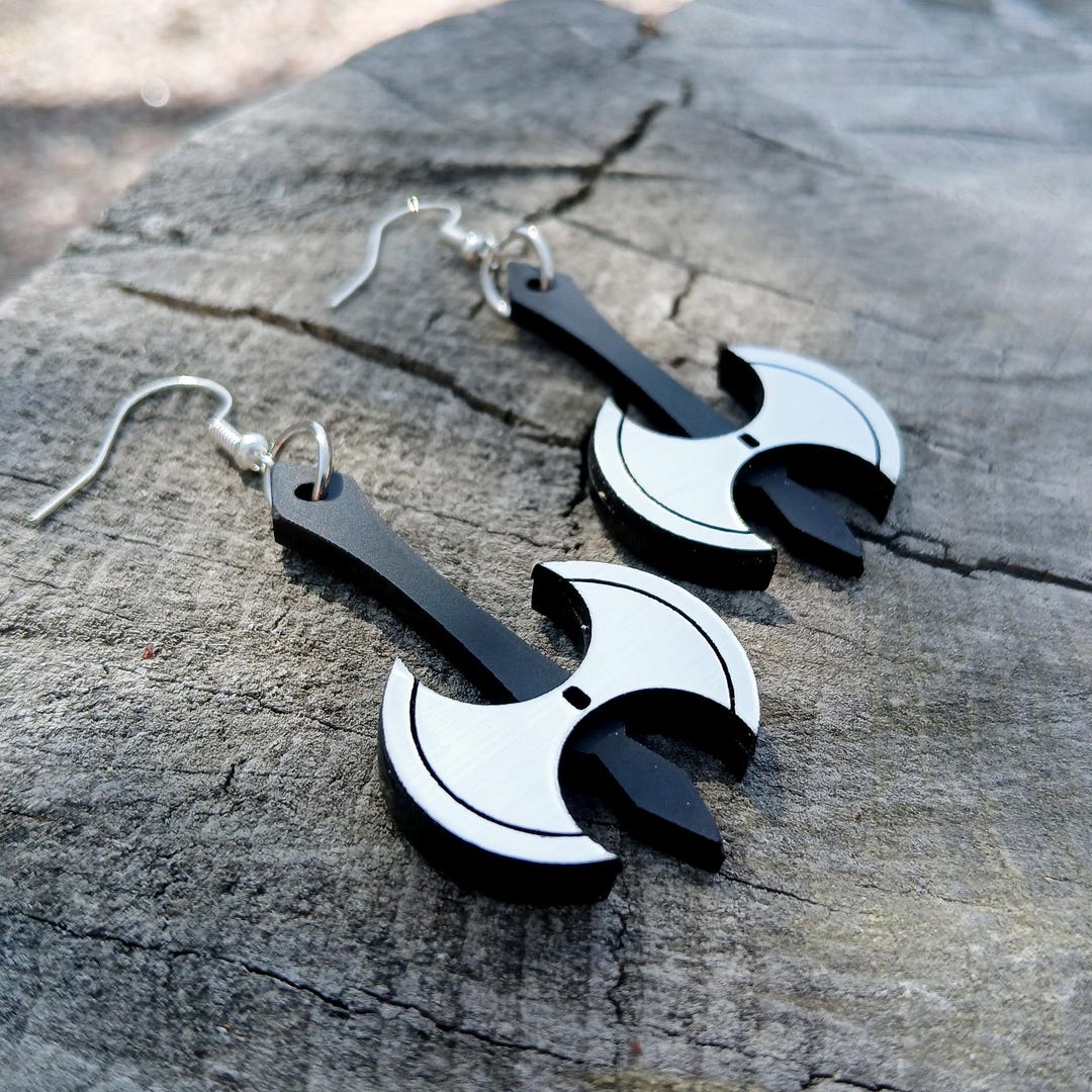 Double Blade Medieval Viking Battle Axe Dangle Earrings, Ren Faire ...