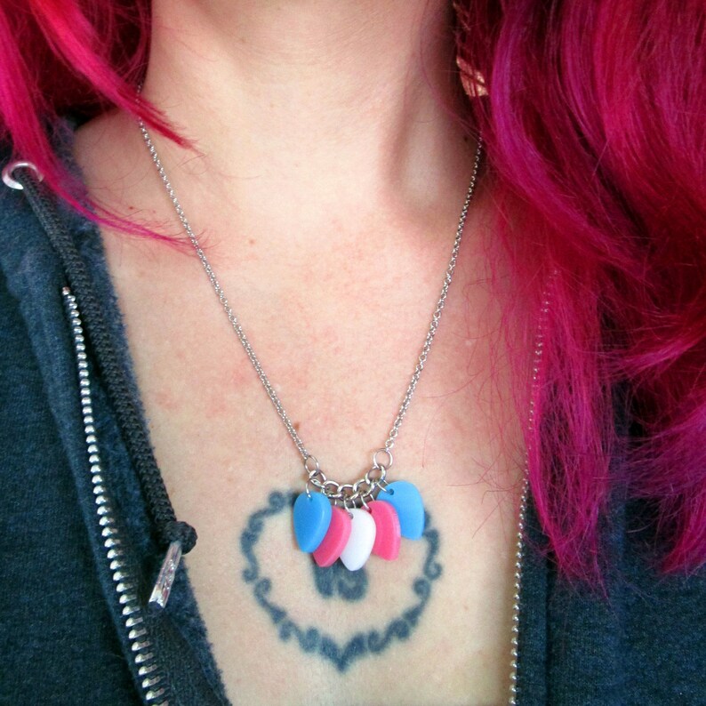 Trans Pride Flag Color Elegant Statement Necklace Transgender - Etsy