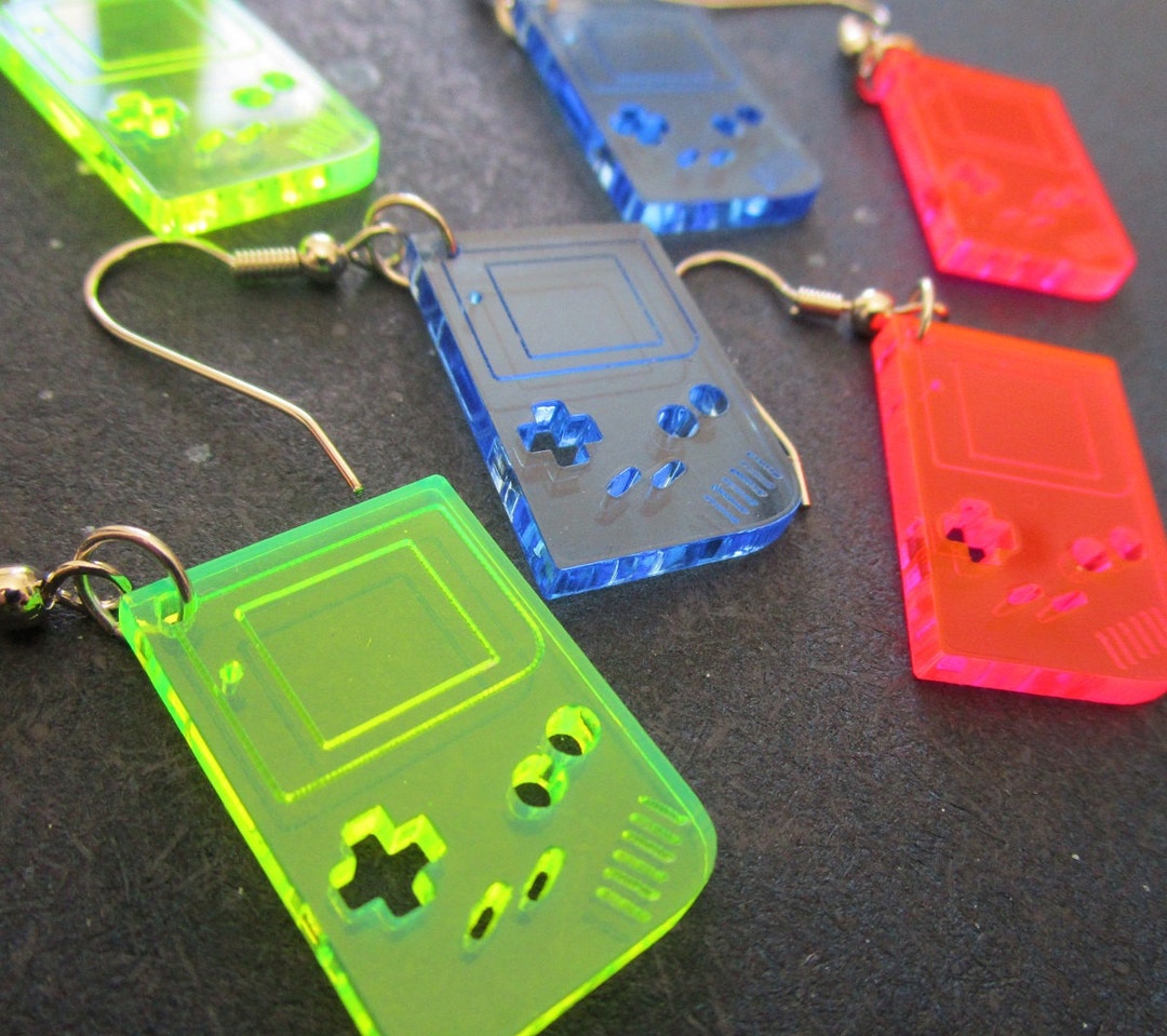 Retro Handheld Video Game Neon Dangle Earrings - Choose Color - Pink ...