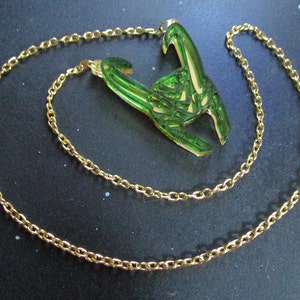 Loki God of Mischief Helmet Necklace, Green and Gold Loki Helmet ...