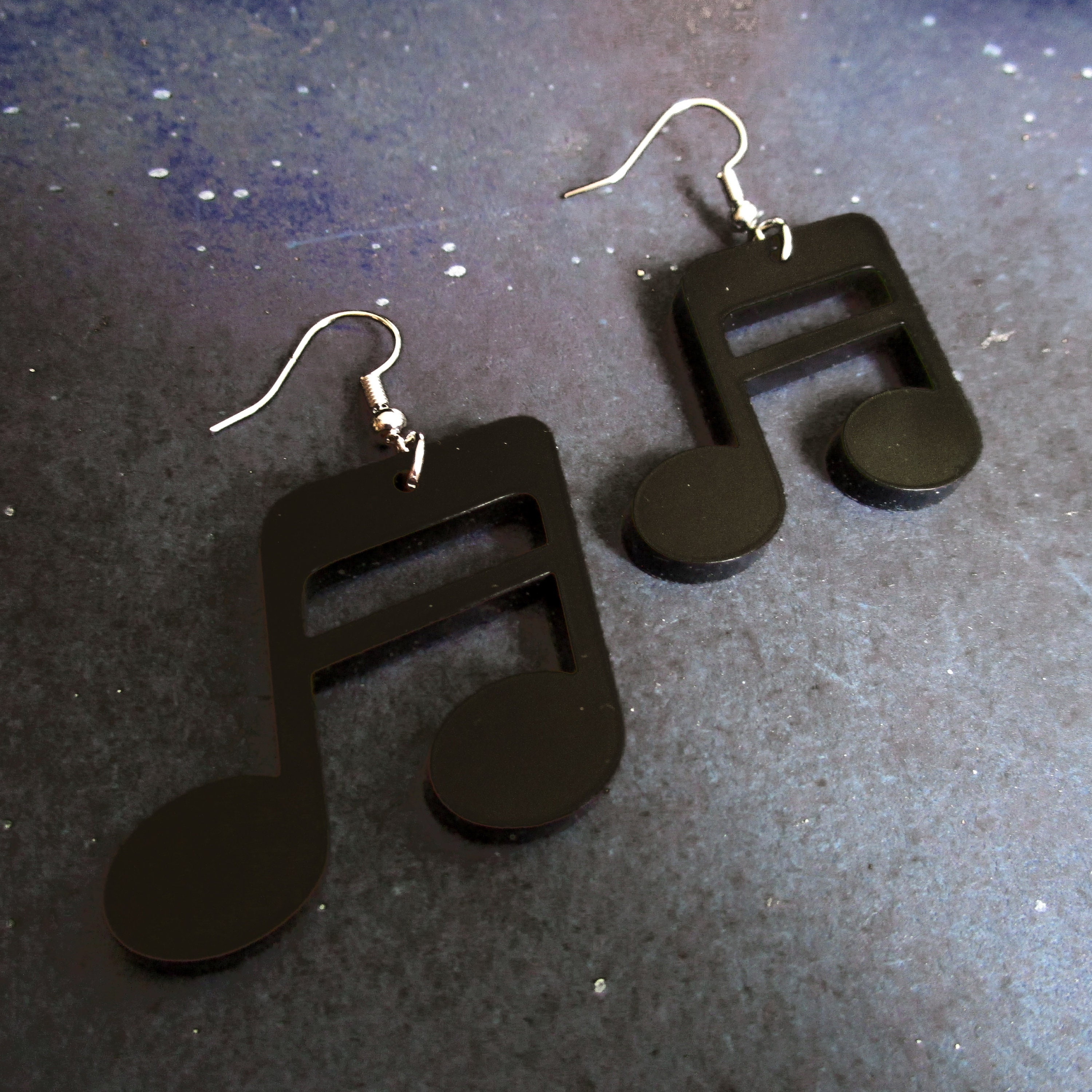 Black Music Note Dangle Earrings Musical Notes Sixteenth Note | Etsy