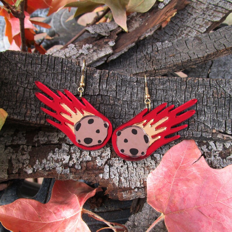 Realistic Shiny Shooting Star Asteroid Comet Meteorite Dangle Earrings ...