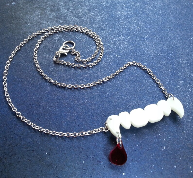 Vampire Fangs Necklace Dripping Blood Drop Vampire Pendant | Etsy