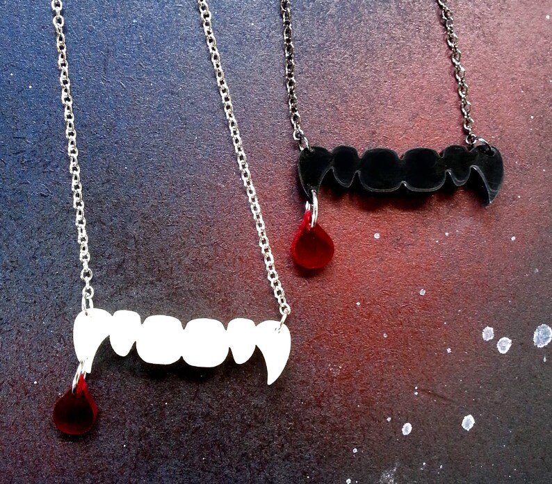 Vampire Fangs Necklace Dripping Blood Drop Vampire Pendant | Etsy