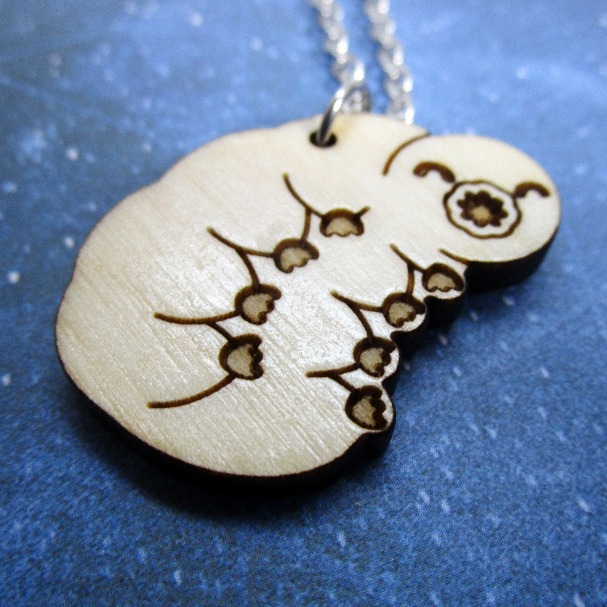 Cute Tardigrade Moss Piglet Water Bear Wood Pendant Necklace ...