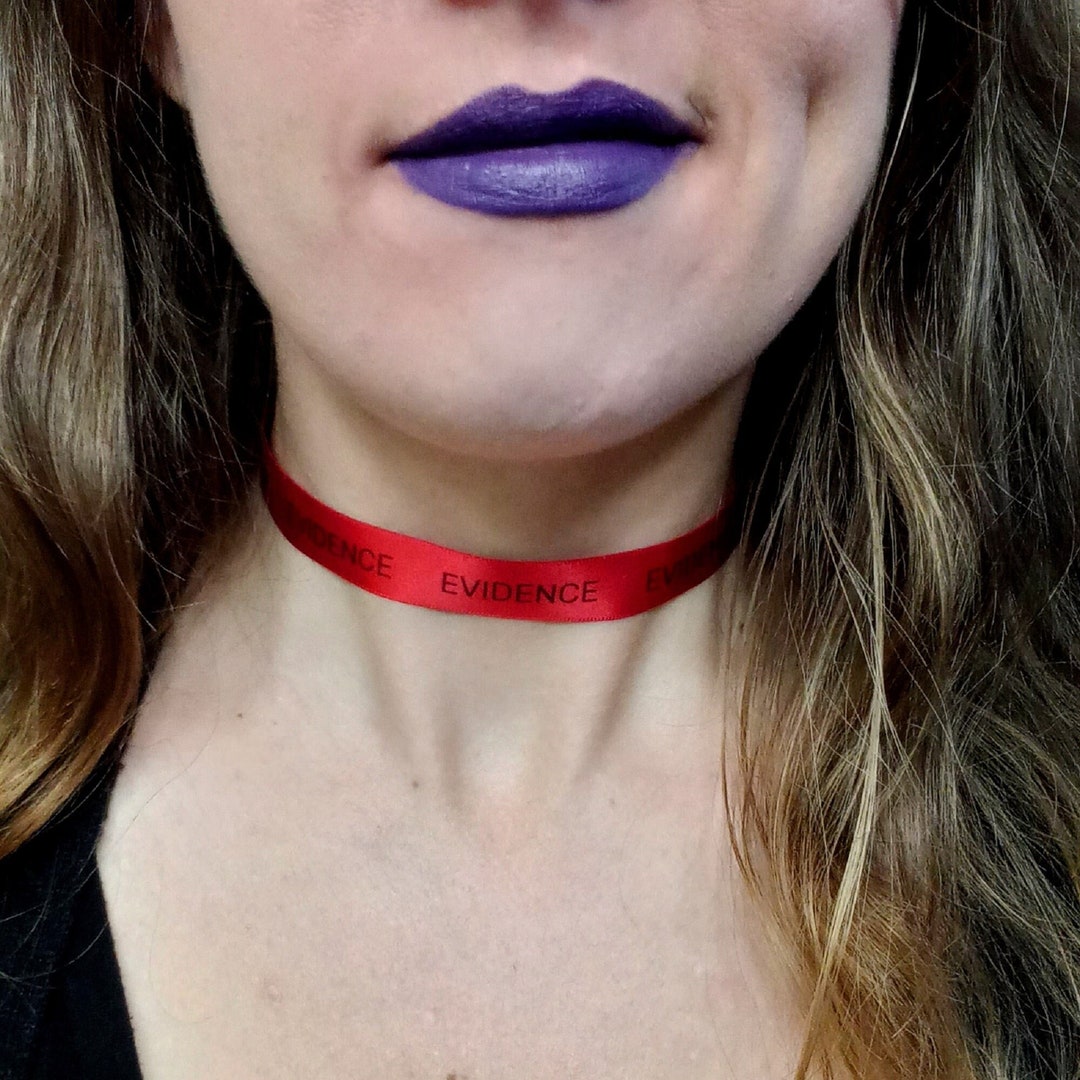 Red Evidence Tape Ribbon Choker, CSI True Crime Scene Investigator ...