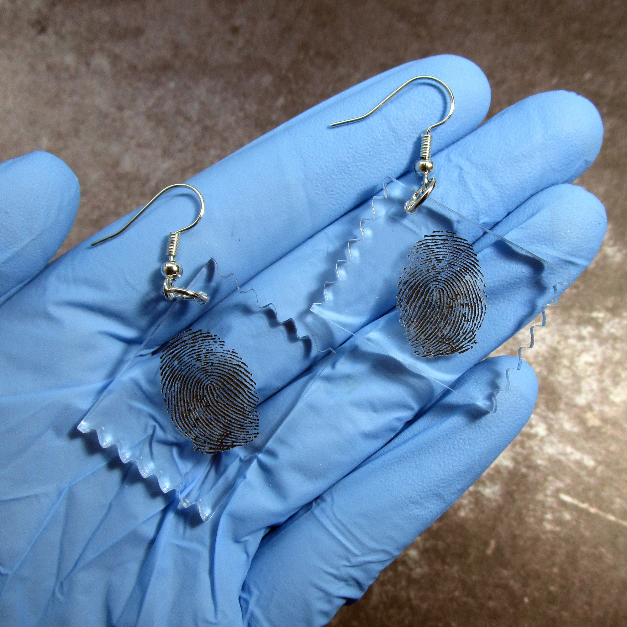 CSI Fingerprint Tape Lift Dangle Earrings Crime Scene | Etsy