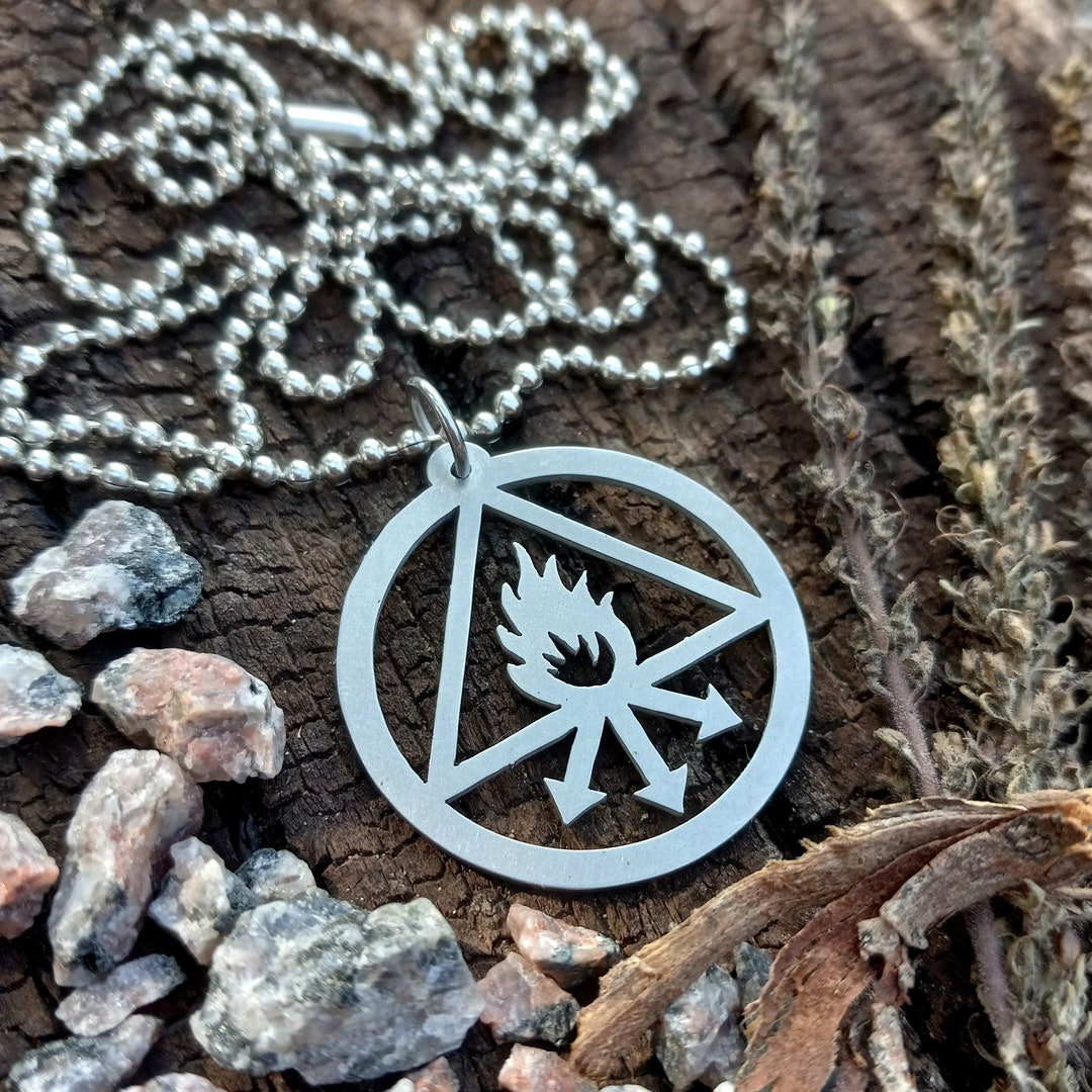 Perfect Red King Sulfur Alchemy Symbol Titanium Pendant on Long Ball ...